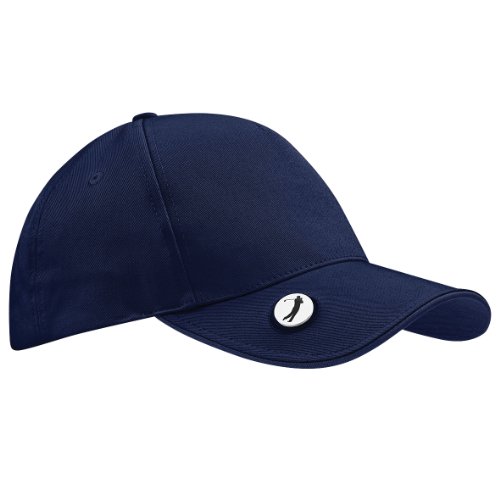 Beechfield Pro-Style Ball Mark Golf Baseball Cap / Headwear (One Size) (White/French Navy)