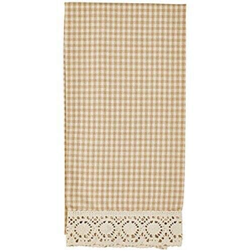 Primitive Country Shabby Chic TAN Gingham Check LACE Trim Panels Curtains 84 Home and Garden Ornament