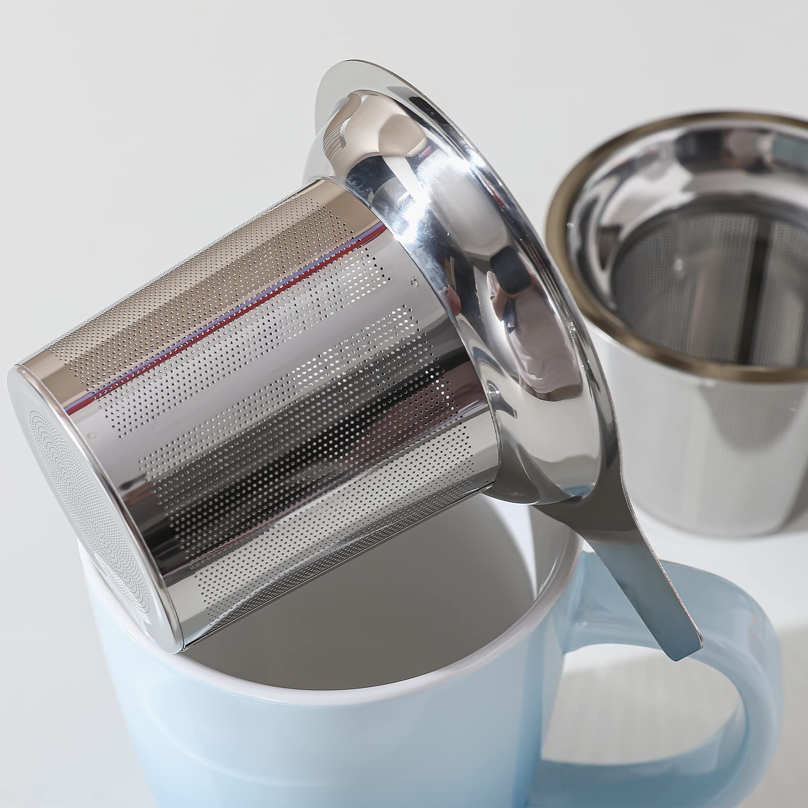 Candiicap Ceramics Tea Cup with Loose Leaf Infuser, Spoon and Lid, 13oz, Large Tea infuser Mug for Tea, Coffee, Milk-Microwave and Dishwasher Safe(13oz,Matte Green)