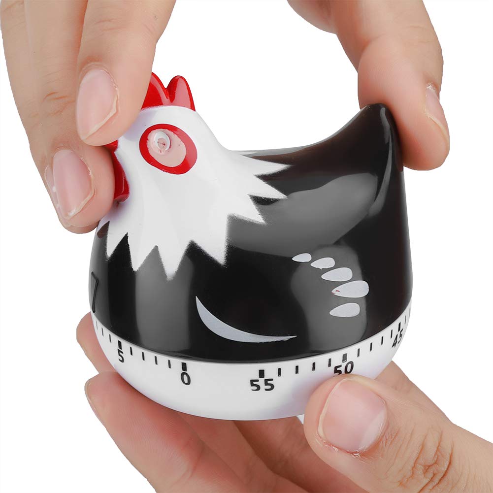 Cute Timers 60 Minutes Loud Alarm Manual Timer Chicken Cartoon Kitchen Cooking Timer Clock for Cooking Baking (Black)