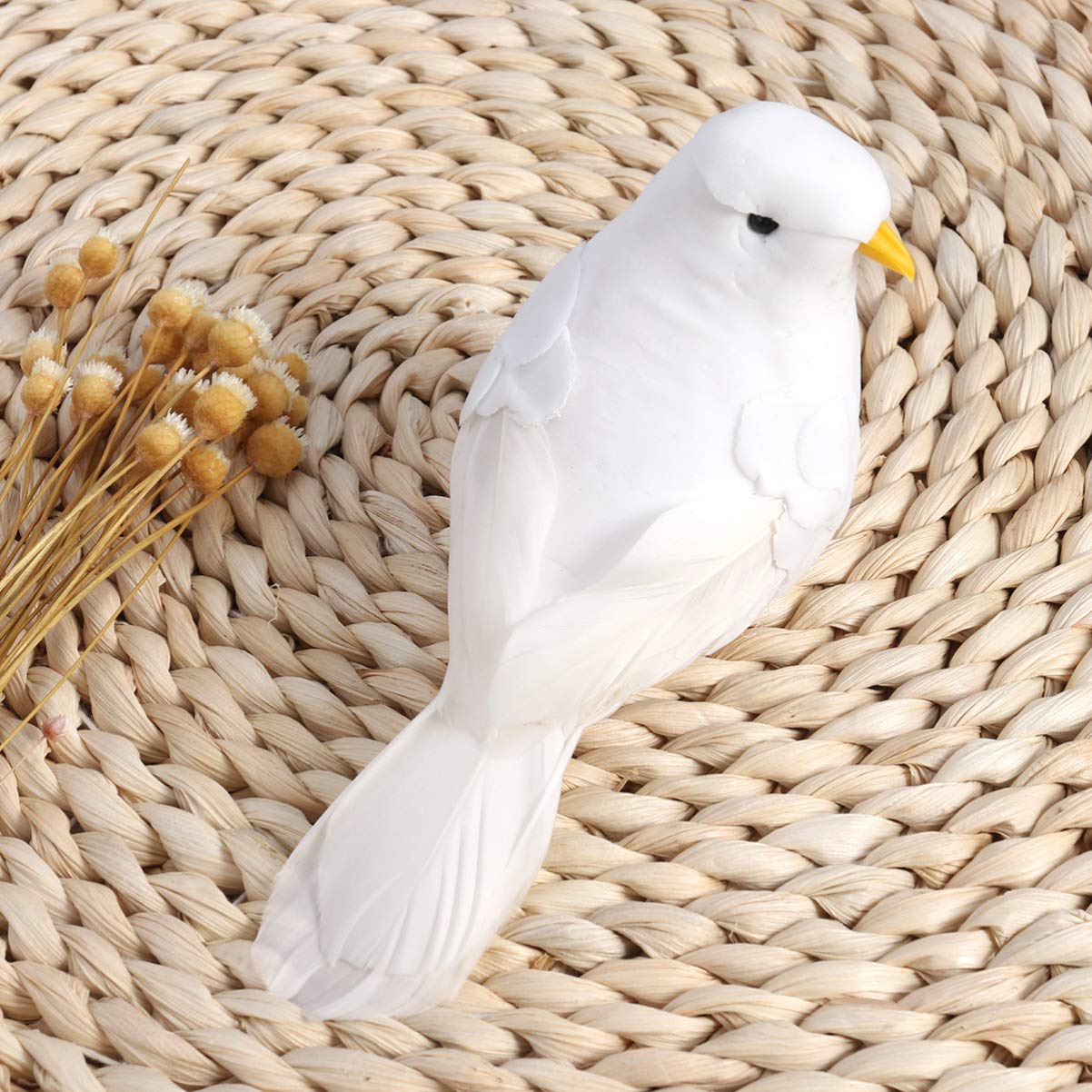 SEWACC Simulation Pigeon Ornaments Cute Foam Pigeons Artificial Feather Birds with Clips 2pcs for Decor