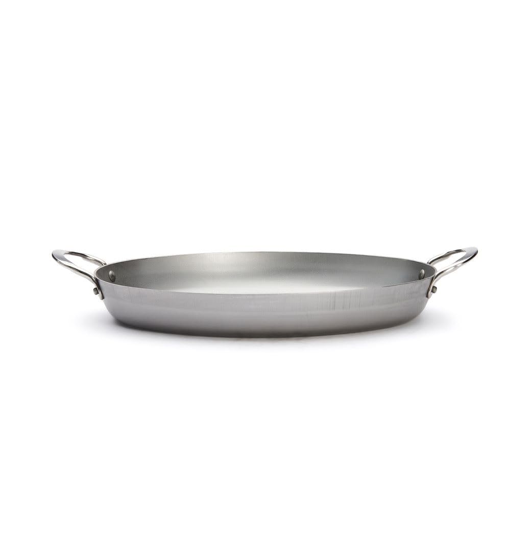 de Buyer MINERAL B Carbon Steel Oval Roasting Pan - Ideal for Roasting Meat, Seafood & Veggies - Naturally Nonstick - Made in France