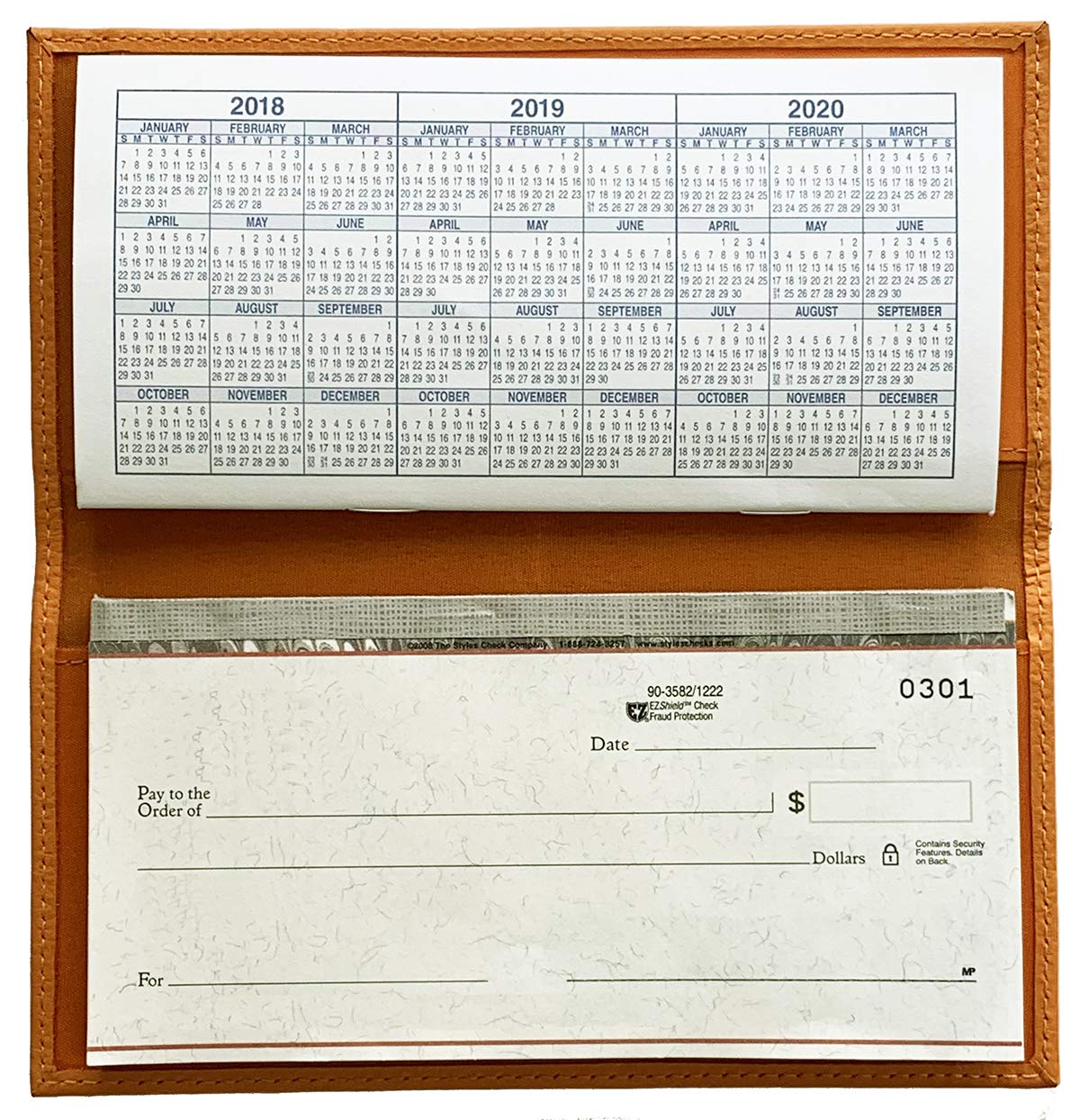 Bright Orange Basic Genuine Leather Checkbook Cover For Men & Women