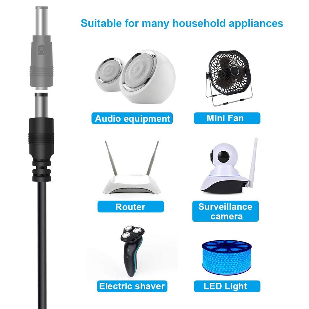 Swert USB 5V to DC 12V Converter Power Cable + 8 Interchangeable Plugs Connectors Adapter Compatible with Router,Mini Fan,Speaker and More Devices