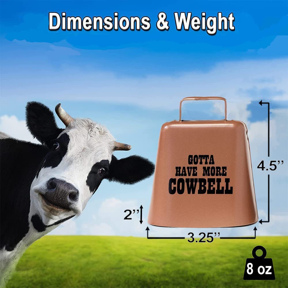 Bevin Bells "Gotta Have More Cowbell" (Medium) | Kentucky Cow Bell w/ Copper Color | Made from Steel | Loud Noise Makers w/ Handle | Made in CT, USA