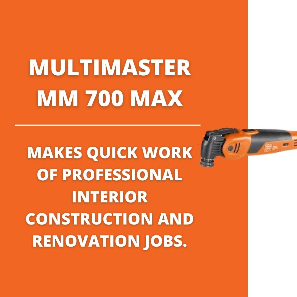 Fein MultiMaster MM 700 Max Oscillating MultiTool Set with QuickIn, Anti-Vibration System and Tacho Generator - 450 W, StarlockMax Tool Mount - 72296863090