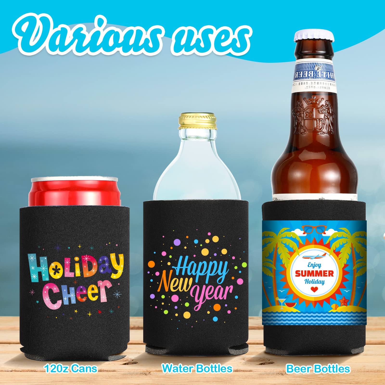 CHENGU 80 Pieces Can Coolers Soft Insulated Soda Cover Coolies Blank Can Covers Collapsible Can Cooler Sleeves Plain Can Sleeves for Soda Beverage DIY Customizable Weddings Party(Black)