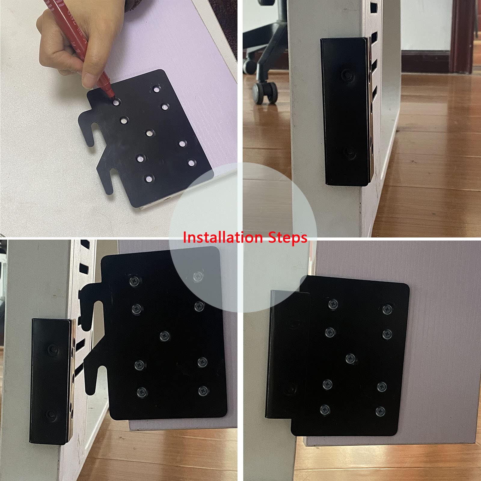 Bed Frame Post Double Hook Slot Hardware Attachment Bracket,Bed Rail Hooks Cold Rolled Steel 5''×4¼'',Thickness 2 mm, Heavy Duty for Plates Bed Accessories with Screws Included(4 Sets ) (5''×4¼'')