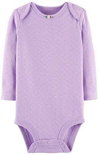 Simple Joys by Carter's Baby Girls' 4-Pack Long-Sleeve Textured Bodysuits, Pink/Purple/Grey, 24 Months