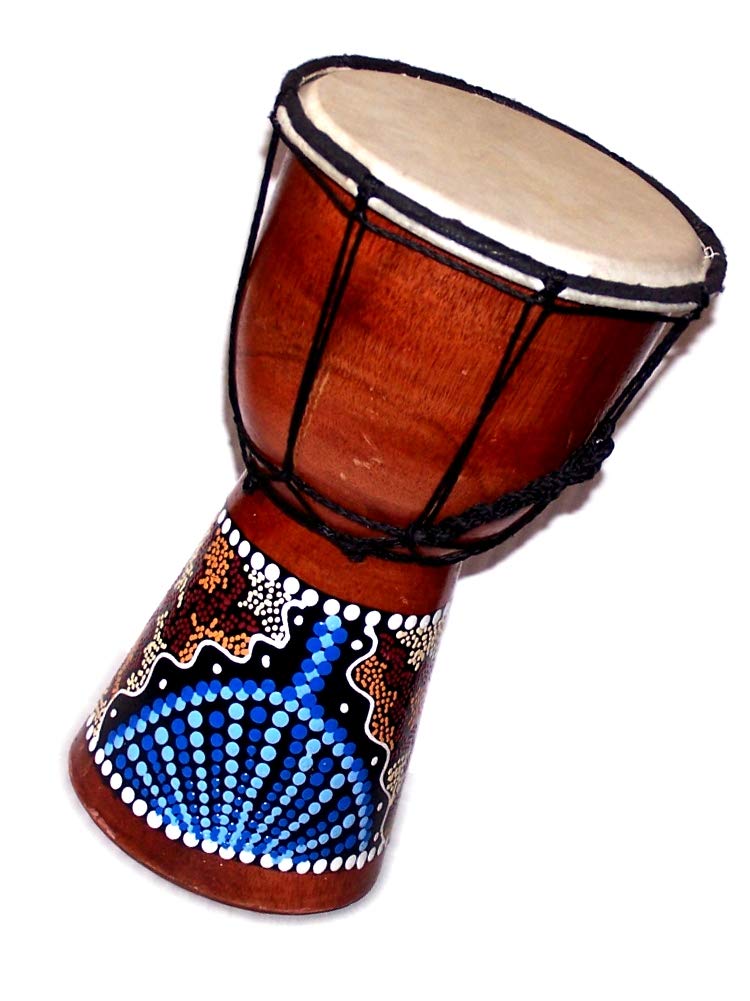 Holy Land Market Djembe or Jembe Drum With nature and Animals carving from Jerusalem - Medium size (25 cm or 10 Inches high)