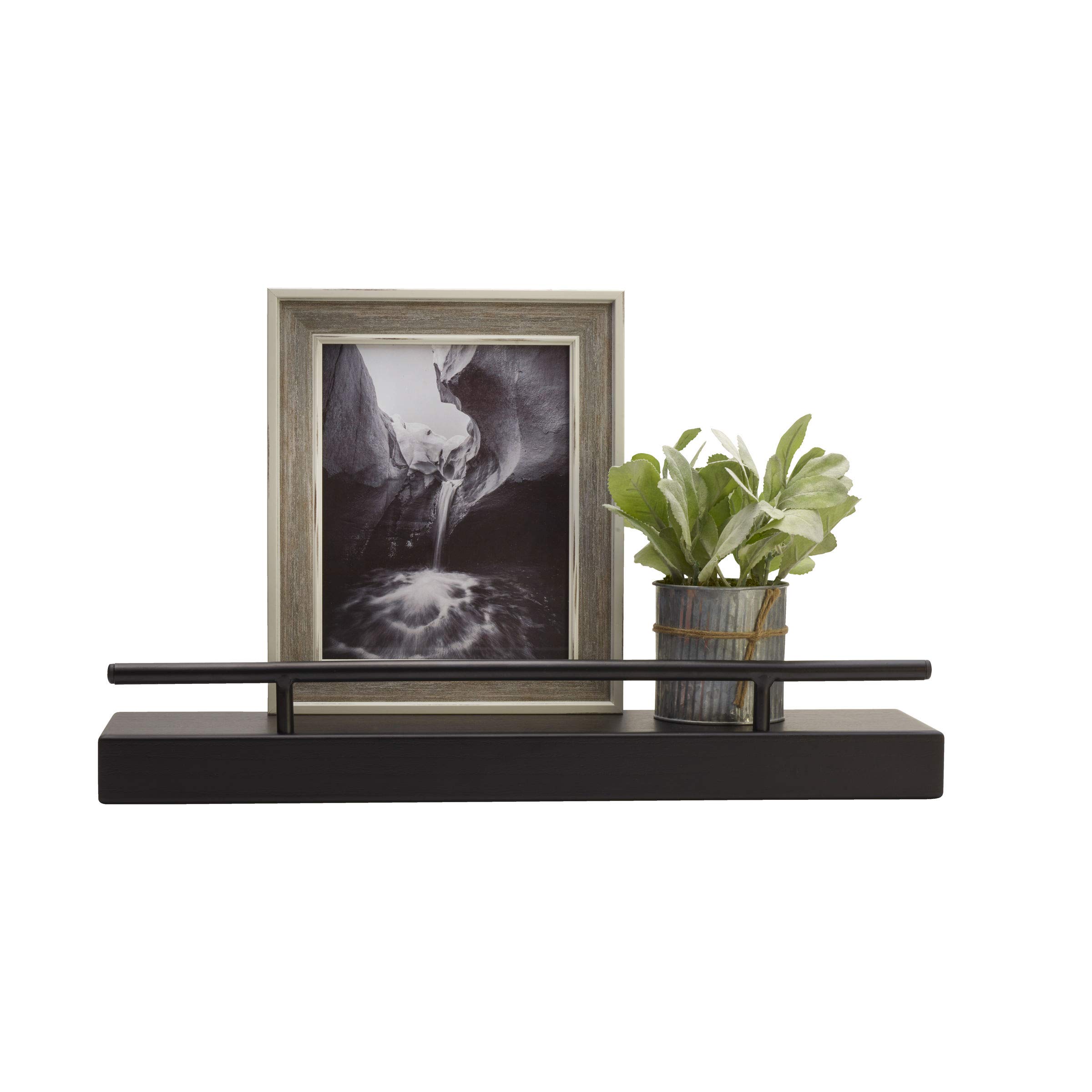 Melannco Floating Railing Shelf, 24-Inch, Black
