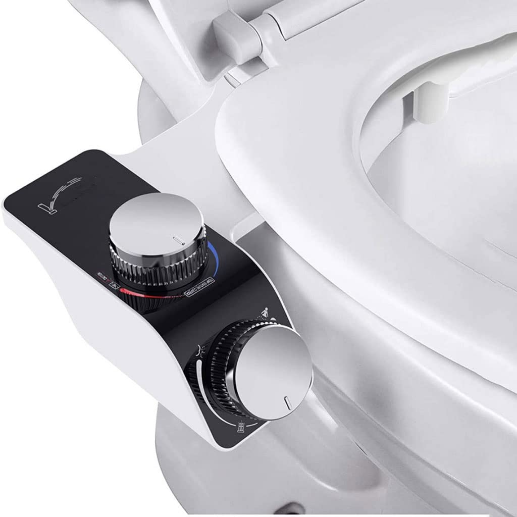 DFHBFG Bidet Toilet Seat Attachment Hot and Cold Dual Nozzles Self Cleaning Bidet Water Sprayer Adjustable Non-Electic Spray