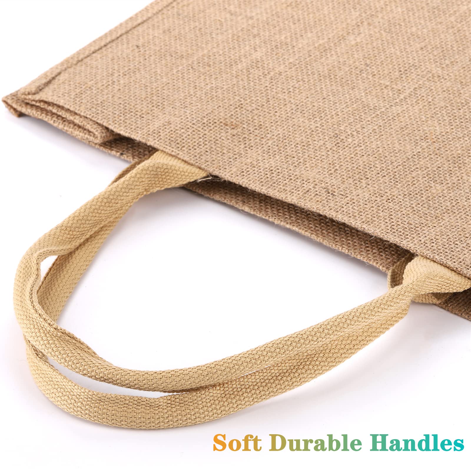 DEAYOU 6 Pack Jute Tote Bag, Burlap Gift Tote with Handle, Grocery Shopping Bag for DIY, Wedding,15.4''x12.2''x5.9''