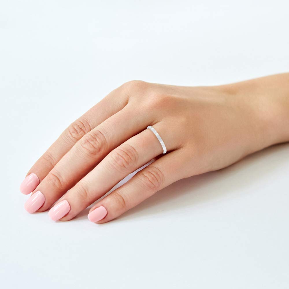 Brilliant Expressions 14K White Gold Low Dome Plain and Simple Wedding Band, 2mm, Size 7