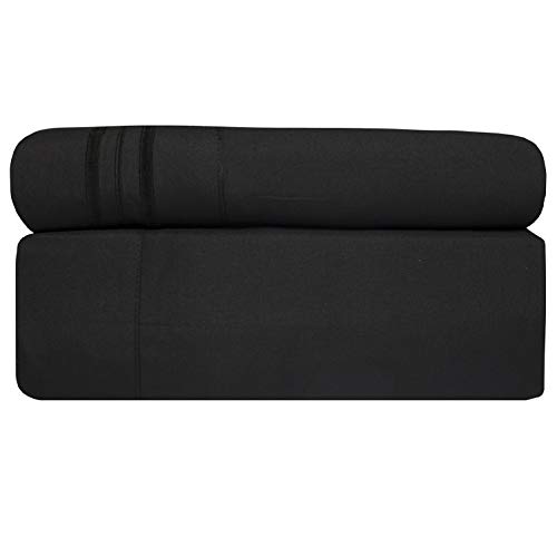 Queen Size Bed Sheets - Breathable Luxury Sheets with Full Elastic & Secure Corner Straps Built In - 1800 Supreme Collection Extra Soft Deep Pocket Bedding Set, Sheet Set, Queen, Black