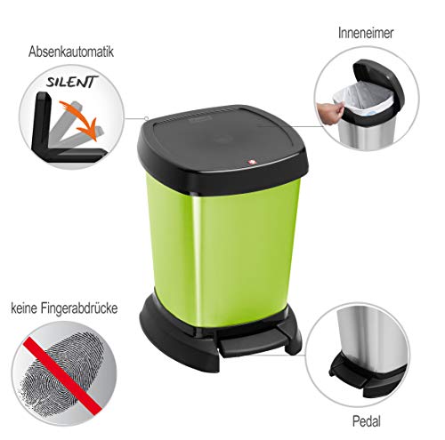 Rotho Paso Cosmetic Bin, 6 L, 23.4 x 21.9 x 29.5 cm, Lime Green Metallic