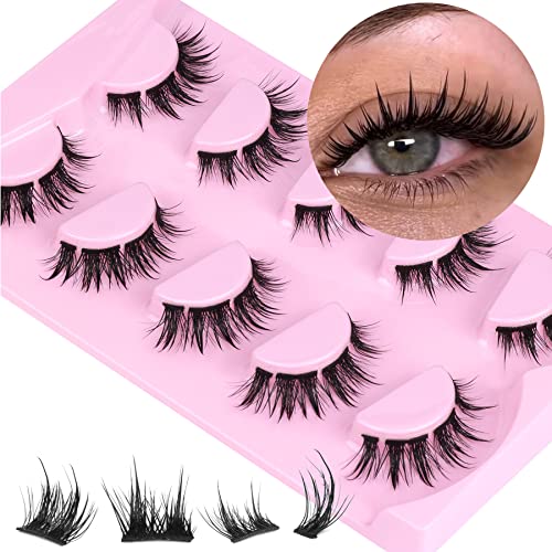Cluster Lashes False Eyelashes Extension DIY Individual Lashes Wispy Manga Lashes Asian Wet Look 40 Pcs Lash Clusters Eyelash Pack by Vanssymunlin, Black