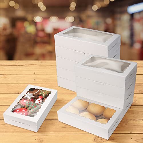 Cmkura 40 Pack Kraft Cookie Boxes with Clear Window,7" x 4 3/8" x 1 1/2",Paper Macaron Donut Candy Cakesicle Dessert Pastry Gift Box Container for Wedding,Party,Christmas,Birthday,Baby Shower(White)