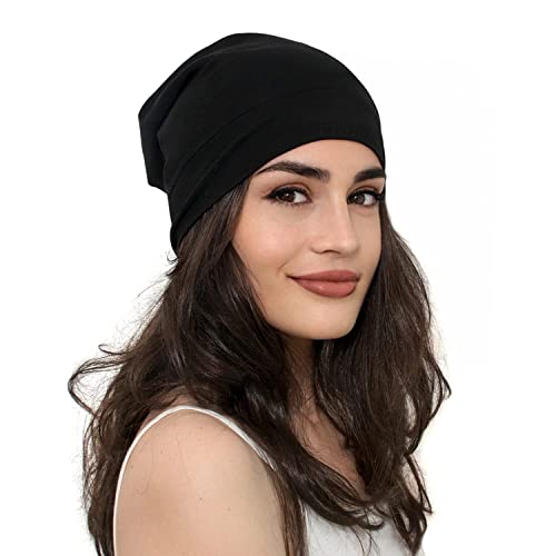 CAPLORD Silk Satin Bonnet Hair Cover Sleep Cap for Sleeping Beanie Hat Adjustable Stay On Headwear Lined Natural Nurse Cap for Black Women Curly Hair Overnight Protection Recommended