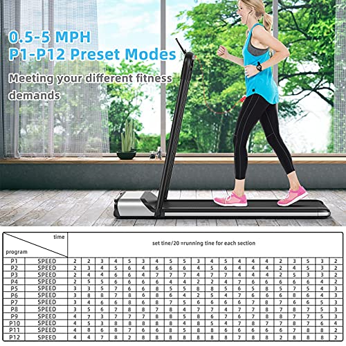 Goplus Folding Treadmill, Ultra-Thin Installation-Free Foldable Electric Treadmill, Low Noise, Walking Jogging Machine, Portable Superfit Treadmills for Home Office