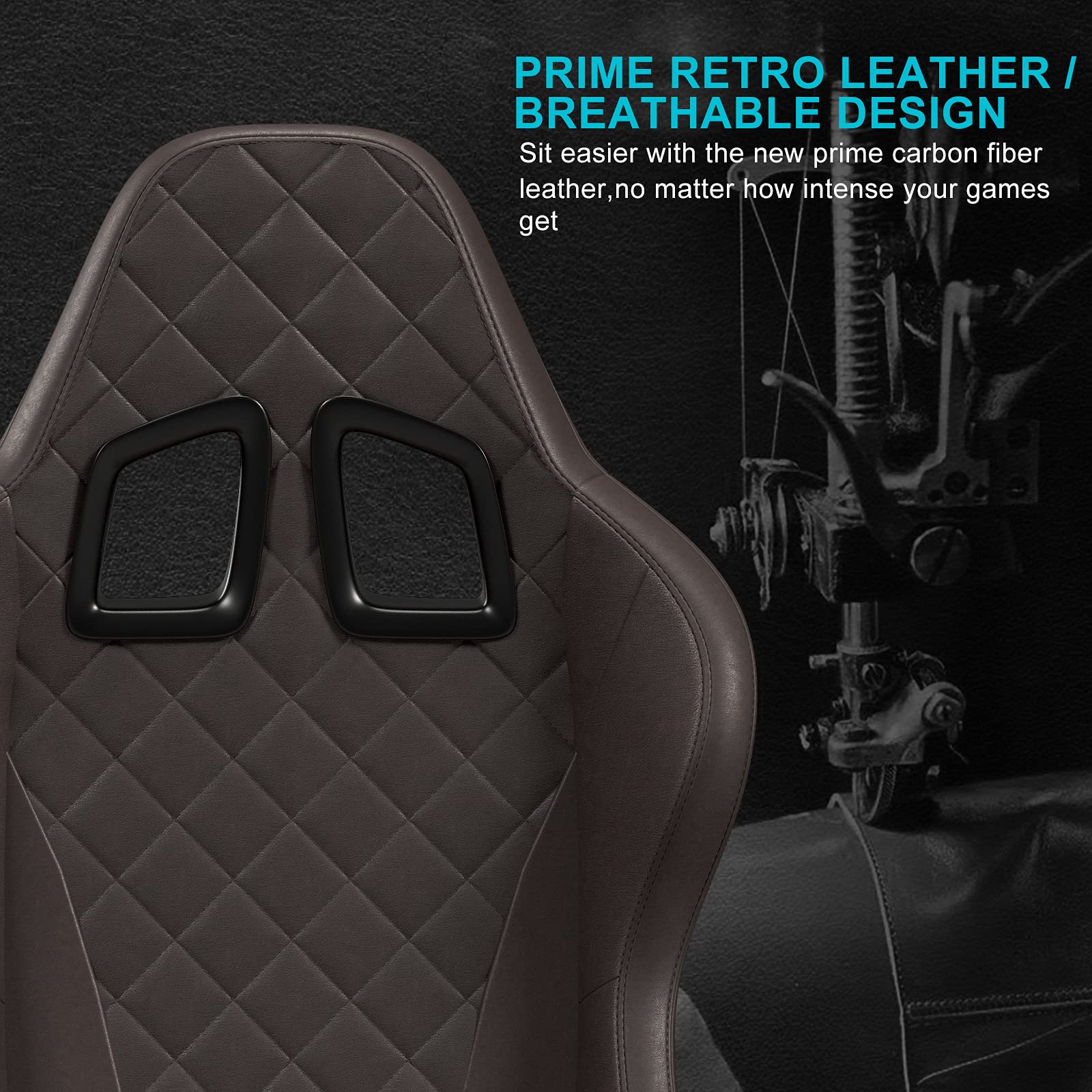 symino Gaming Chair Ergonomic PC Chair Racing Style Computer Chair with 3D Armrest, Vintage Style PU Leather Office Chair(Brown)