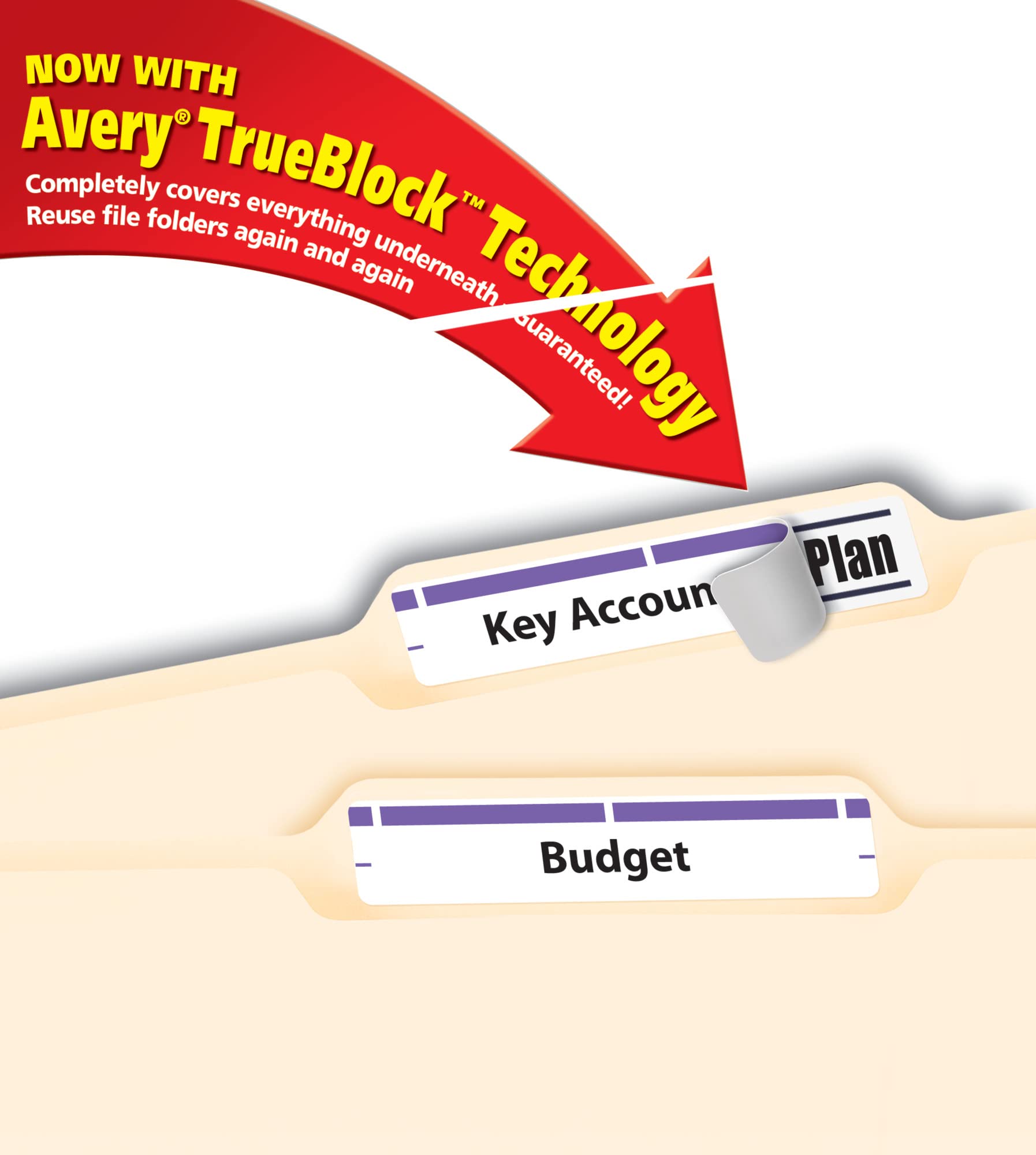 Avery TrueBlock File Folder Labels, 2/3" x 3-7/16", 750 Printable Labels, White/Purple, Permanent (5666)