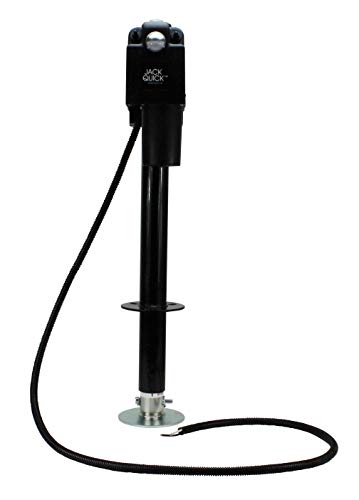 Quick Products JQ-3500B Power A-Frame Electric Tongue Jack with LED Work Light and Permanent Ground Wiring for Camper Trailer, RV - 3,650 lbs. Capacity (Higher then Standard 3,500 lbs. Jack!), Black