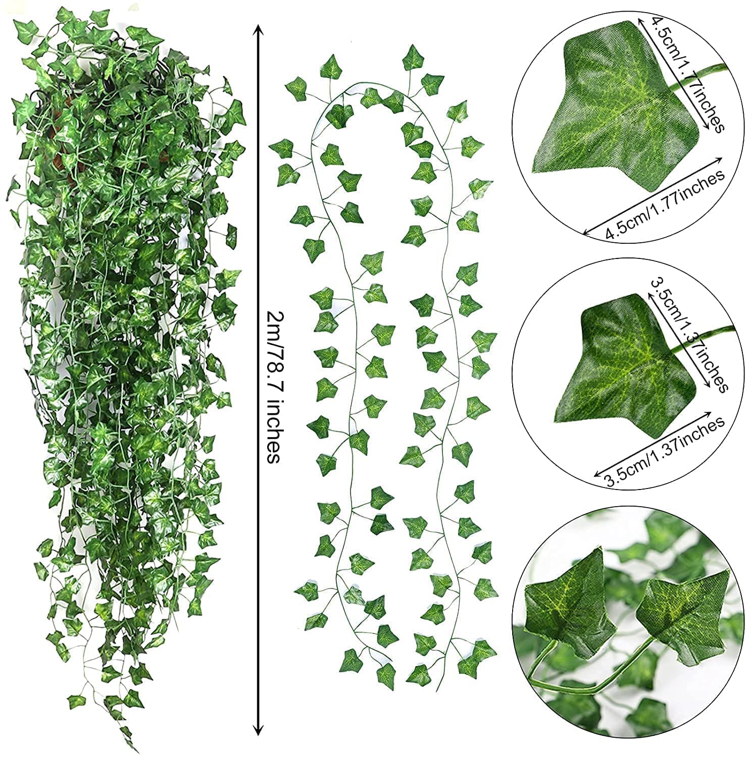 SHINILY 84Ft 12 Strands Artificial Ivy Fake Vines, Greenery Leaves Ivy Garland Artificial Hanging Plants for Home Kitchen Garden Wedding Party Wall Room Decor