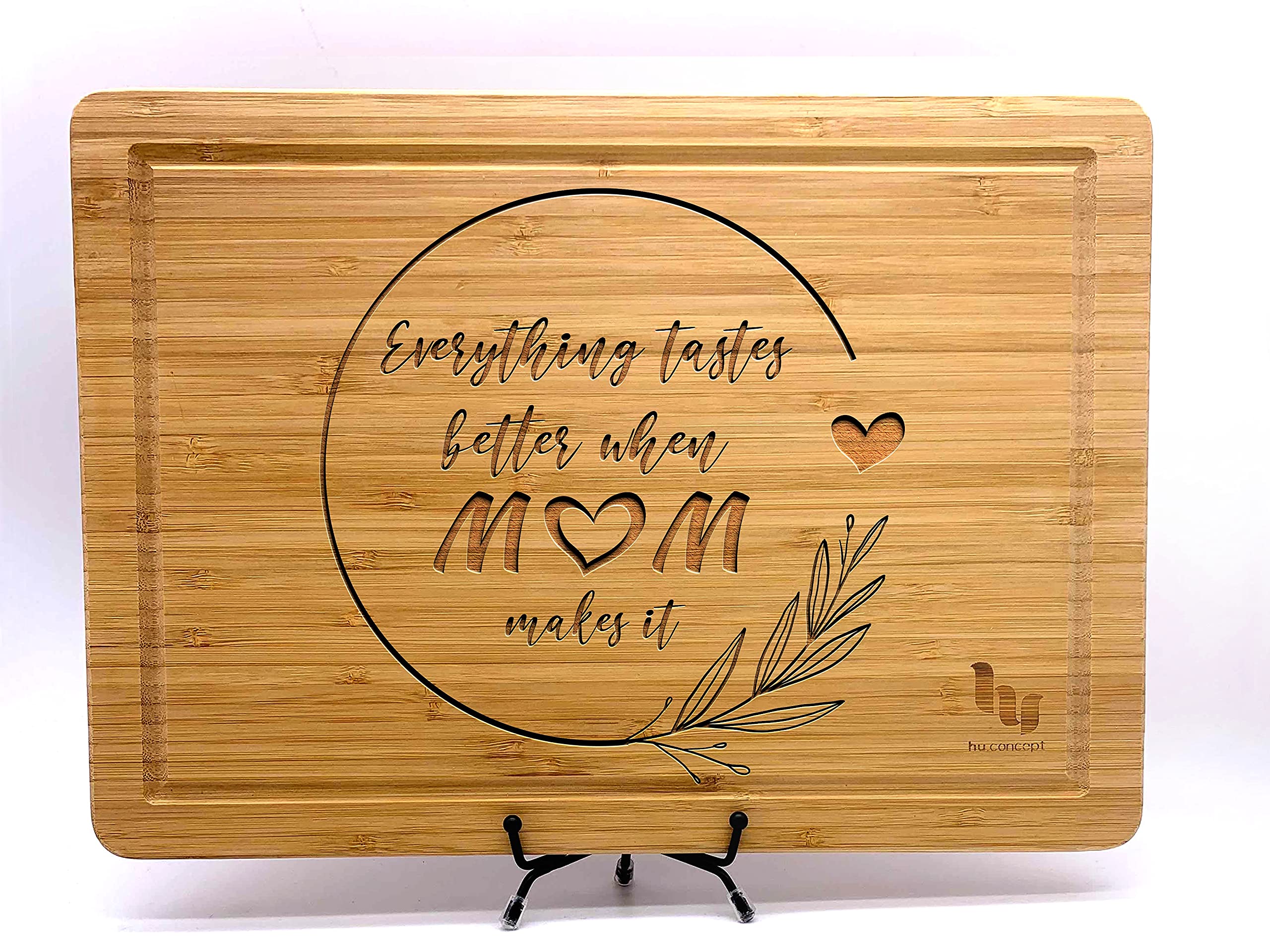Cutting Board for Mom Gift, Decor for Mother's Kitchen, Gifts for Mom from Daughter or Son, Custom Engraved Bamboo Cutting Board, Engraved Kitchen Sign, Wood Serving Platter, 9 Designs, 3 Sizes
