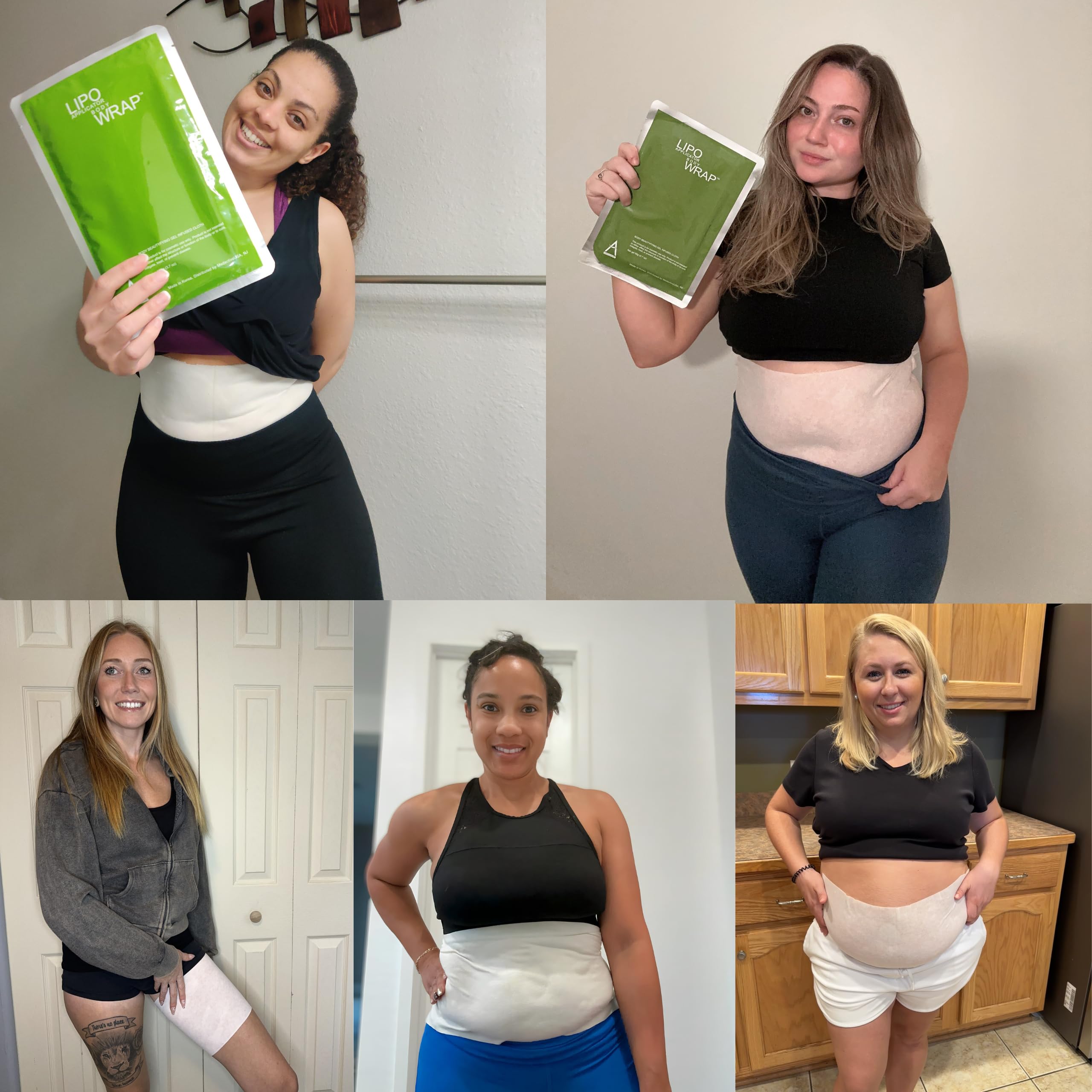 Ultimate Lipo Body Wrap With Guarana, Green Tea, and Seaweed Wraps Works for Stomach Belly Legs Arms Abdomen 5 Wraps