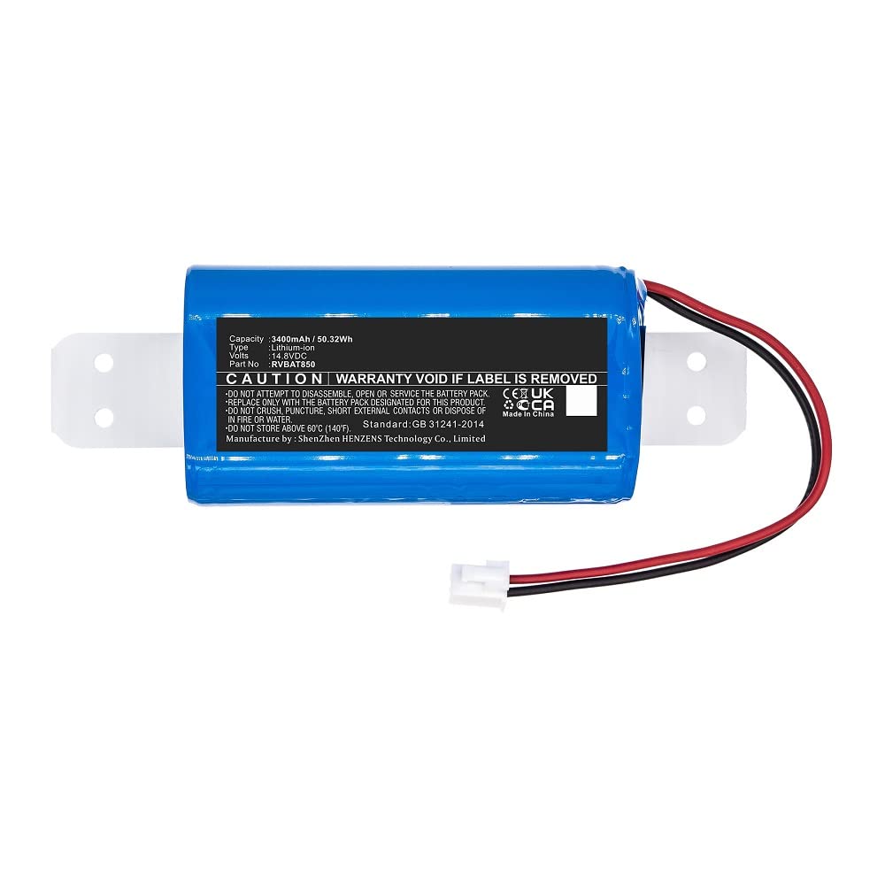 Synergy Digital Vacuum Cleaner Battery, Compatible with Shark ION Robot Vacuum Cleaner Cleaning Syst Vacuum Cleaner, (Li-ion, 14.8V, 3400mAh), Replacement for Shark RVBAT850 Battery