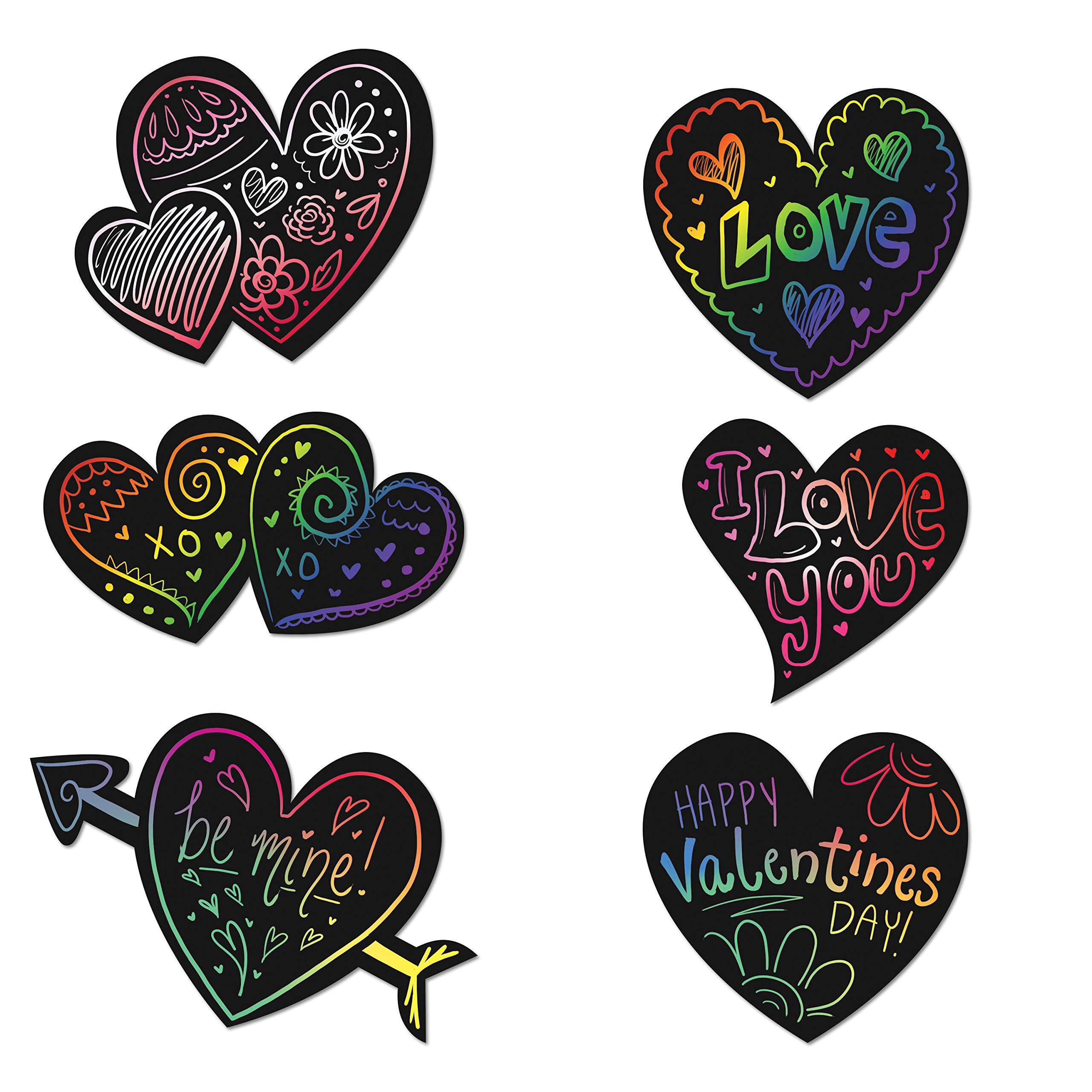 JOYIN Valentines Day Gift Cards in Heart Shape Scratch Sticker Roll, Art and Craft for Kids Party Favor, Classroom Exchange Prizes, Valentine’s Greeting Cards