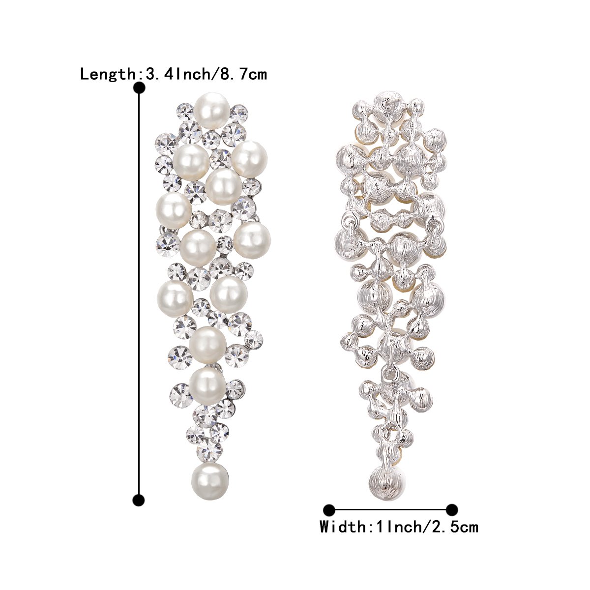 BriLove Wedding Bridal Simulated Pearl Earrings for Women Crystal Chandelier Multi Beaded Cluster Dangle Earrings Ivory Color Silver-Tone