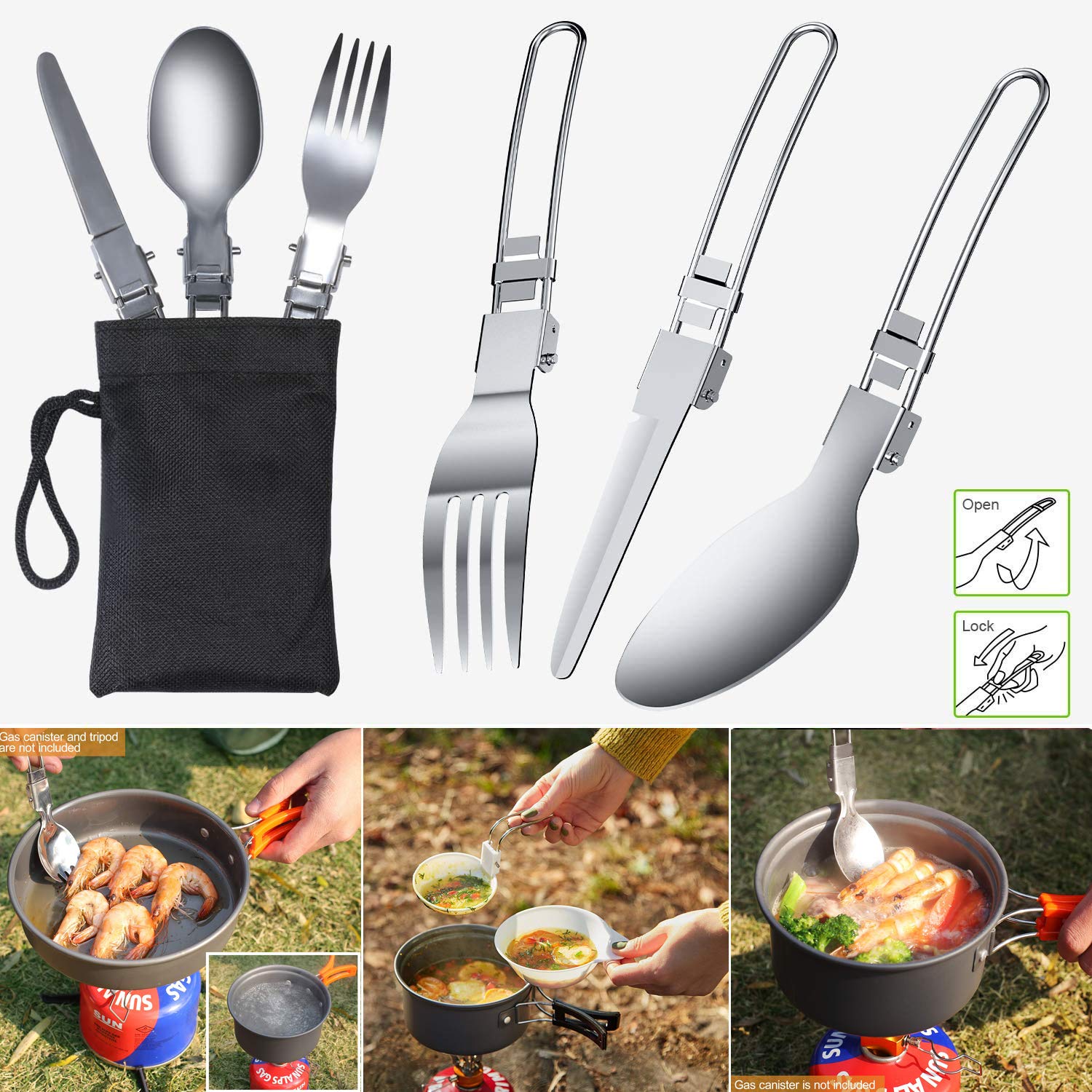 BGVANG Camping Cookware Set Portable Outside Camping Cooking Mess Kit 1-2 Person Pots Pan for Backpacking Hiking Picnic Fishing (Orange)