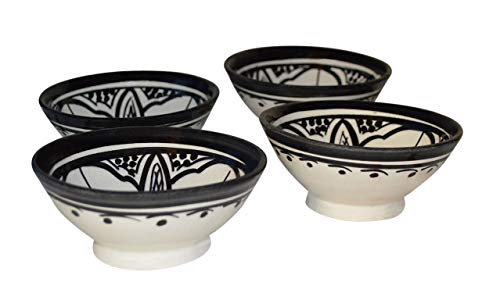 Ceramic Bowls Moroccan Handmade Serving Set of 4 Small Exquisite Pieces With Vivid Colors