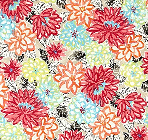 RSH Decor Indoor Outdoor Set of 4 (2-17"x17" Square and 20"x12") Lumbar Decorative Toss Throw Pillows - Yellow, Orange, Blue, Pink Bright Artistic Floral
