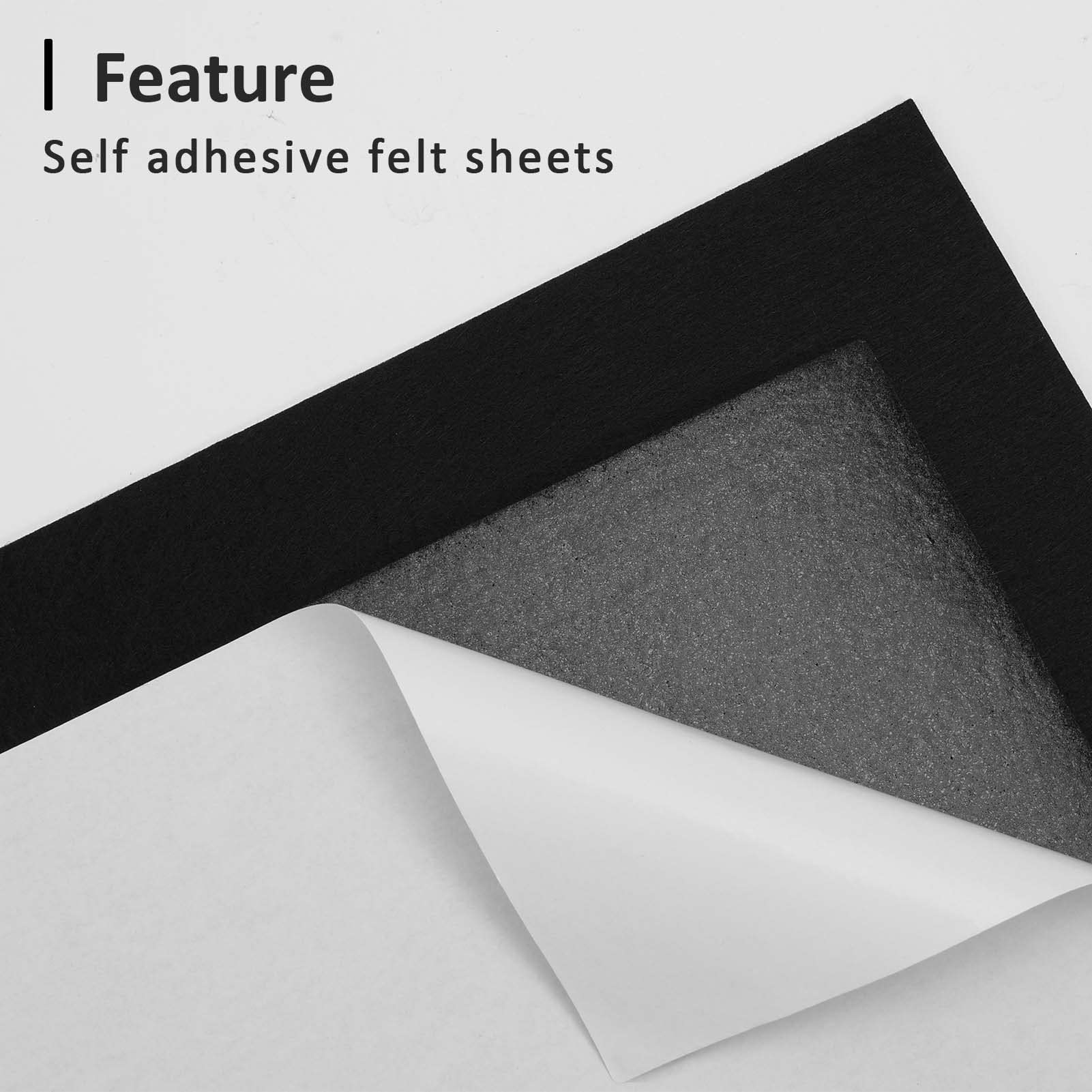 Caydo 14PCS Black Self Adhesive Felt Sheets, Sticky Back Felt Fabric for House Adorning, Costumes, Jewelry Box Drawer Liner and Halloween Art and Craft Making(A4 Size)