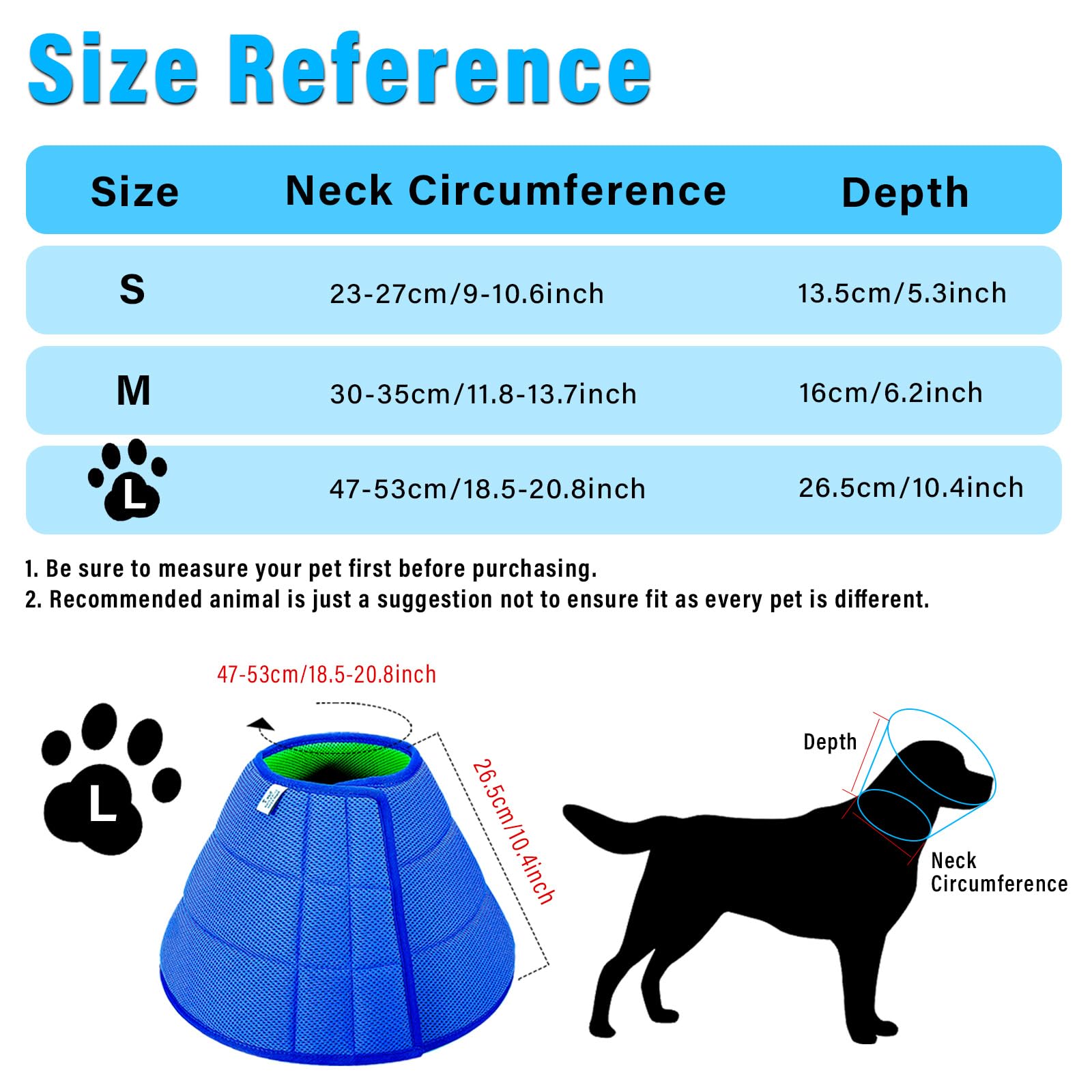 iTecFreely-Soft-Dog-Cone-Collar-After-Surgery Extra-Soft-and-Adjustable-Dog-Recovêry-Cone-Collar Breathable-Lightweight-Dog-Cone-Collar-Suitable-for-Large-Dogs