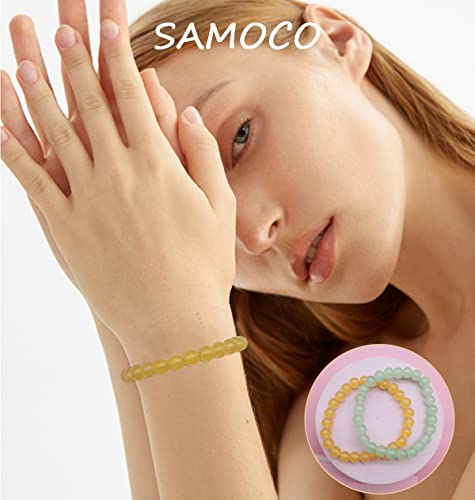 SAMOCO 18Pcs 8mm Beaded Stretch Bracelet Handmade Round Glass Bracelet for Women Multicolor Matte Beads Elastic Bracelet