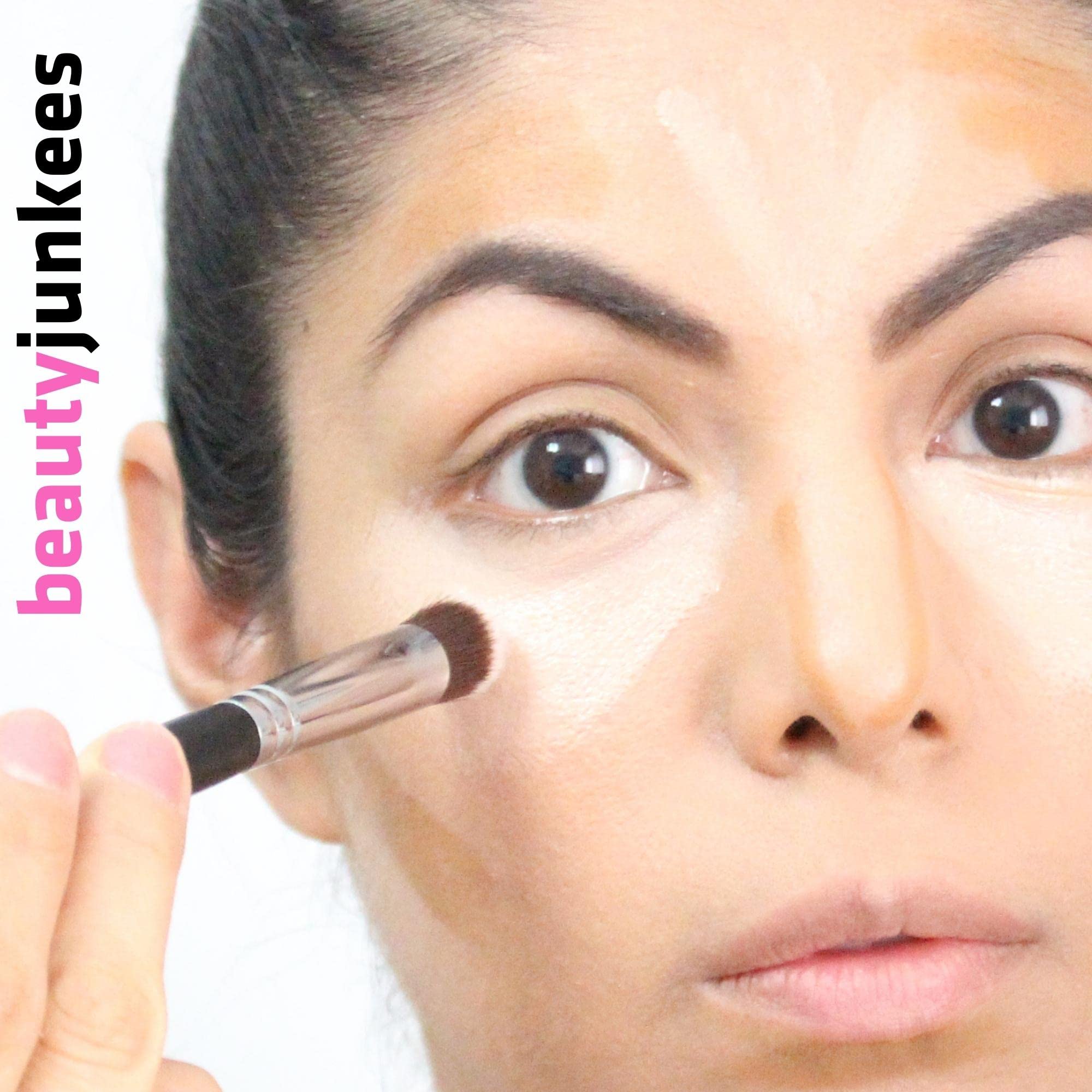 Under Eye Concealer Brush – Flat Concealer Brush, Stippling Brush, Under Eye Brush, Small Powder Brush, Mini Flat Top Kabuki Makeup Brush
