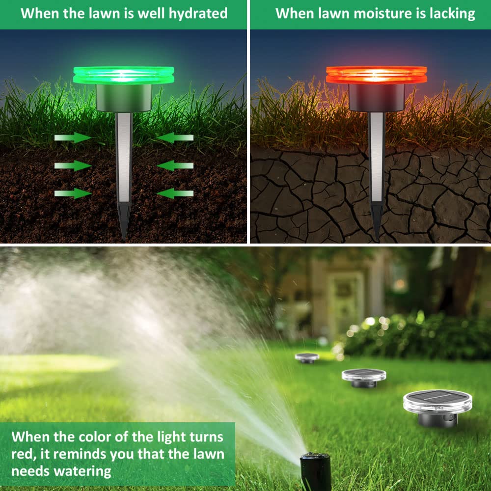 TIJNN Solar Humidity Test Lights -2 Pack, Soil Moisture Monitoring, Automatic Switch IP65 Waterproof Sealing Structure, Suitable for Garden Landscape Decoration Buried Path Lights