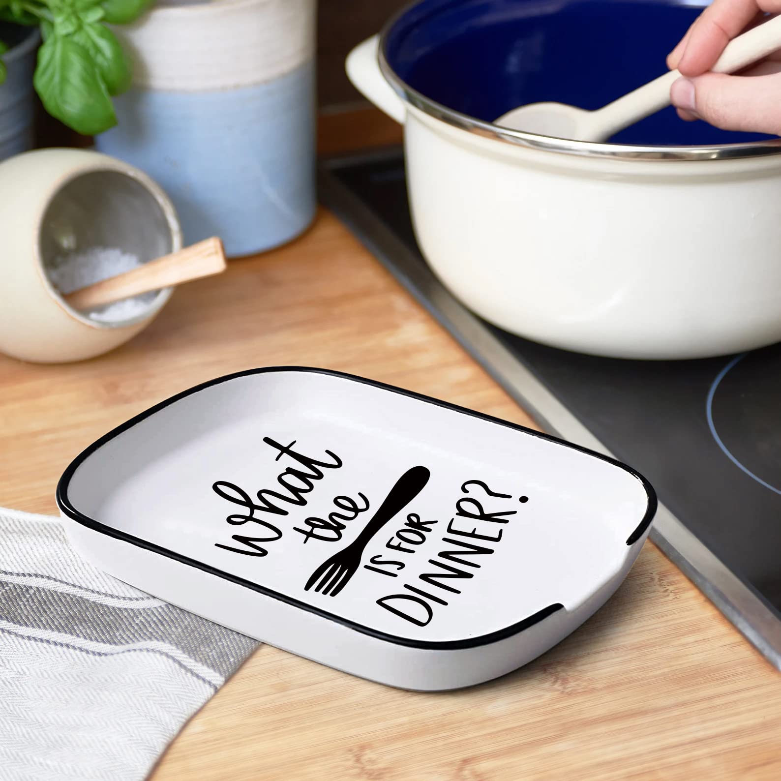 Ceramic Fork Spoon Rest What The Fork Is for Dinner, Functional Kitchenware Spoon Rest for Dinner Party, Dining Table, Kitchen Countertop or Stove Top