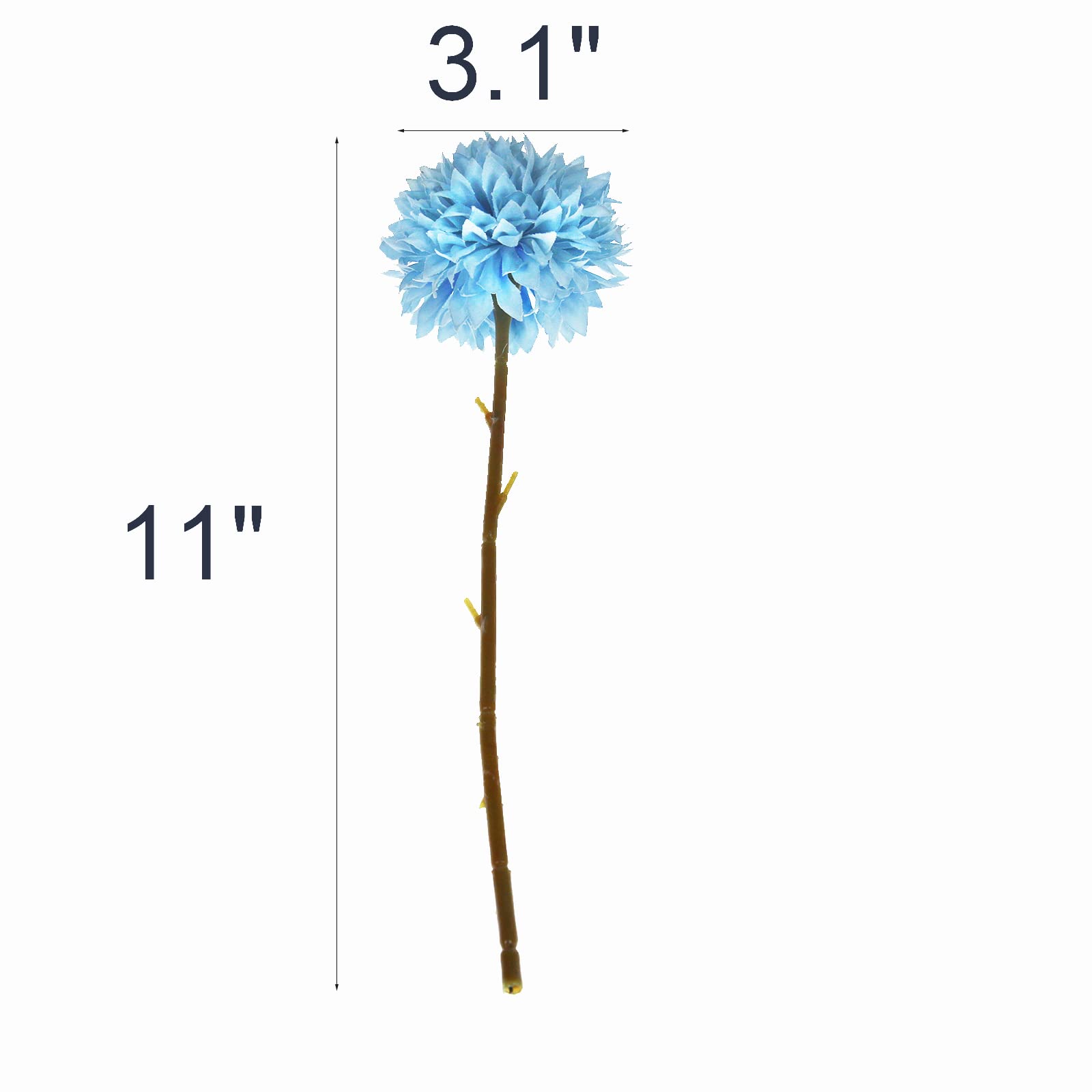 Tinsow 12 Pcs Artificial Flowers Faux Ball Chrysanthemum Bouquet Silk Light Blue Flowers Bridal Wedding Bouquet for Home Easter Party Wedding Decoration (Light Blue, 12)