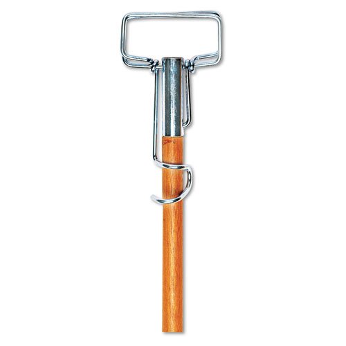 UNISAN Spring Grip Metal Head Mop Handle for Most Mop Heads, 60in Wood Handle - one mop Handle.