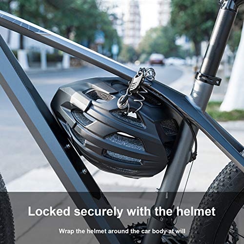 Bicycle Helmet Lock, Bike Cable Lock Steel Wire Lock Rope Design for Home for Outdoors(Black)