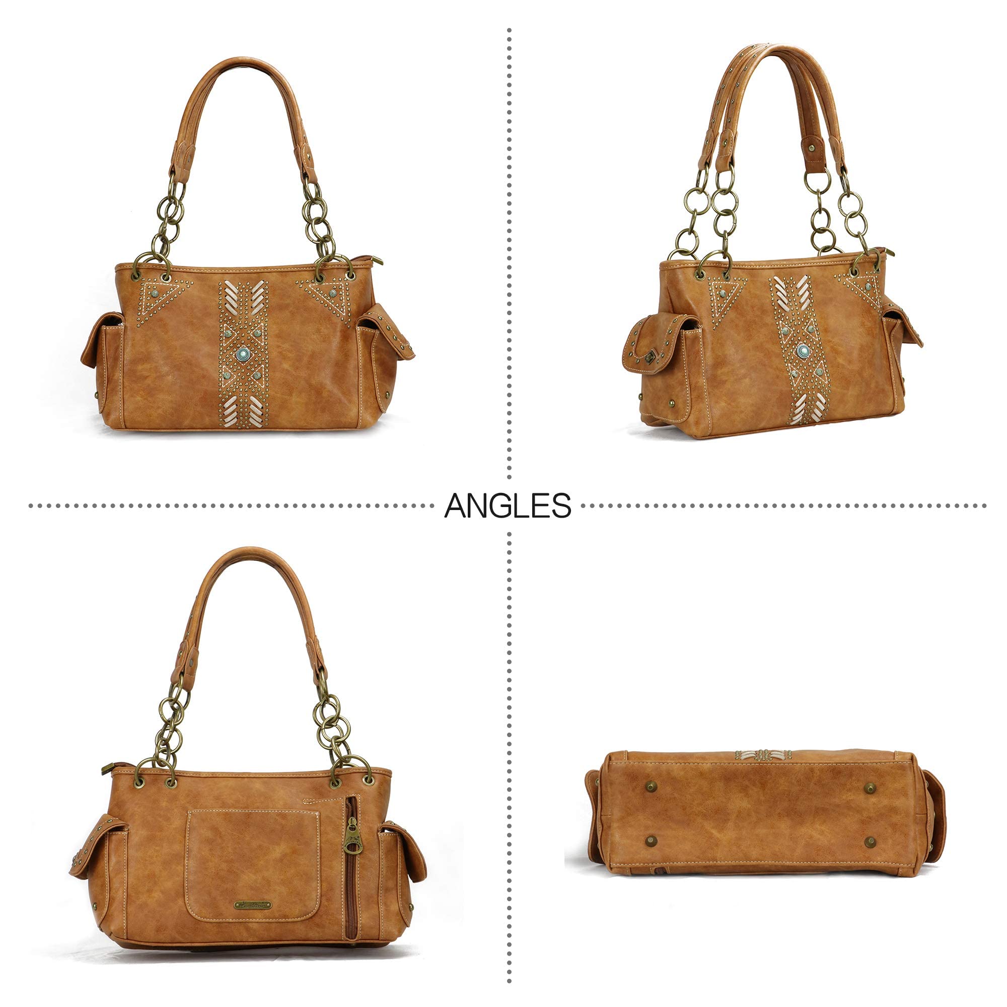 Montana West Handbag and Purse Concealed Carry Tote Bag for Women Leather Embroidered Western Design Satchel MW856G-8085WBR