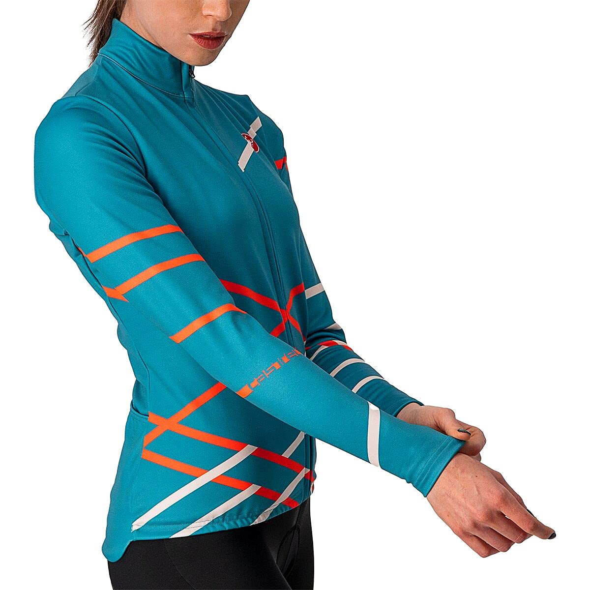 Castelli Women's Long Sleeve Diagonal Jersey (Light Black, Large)