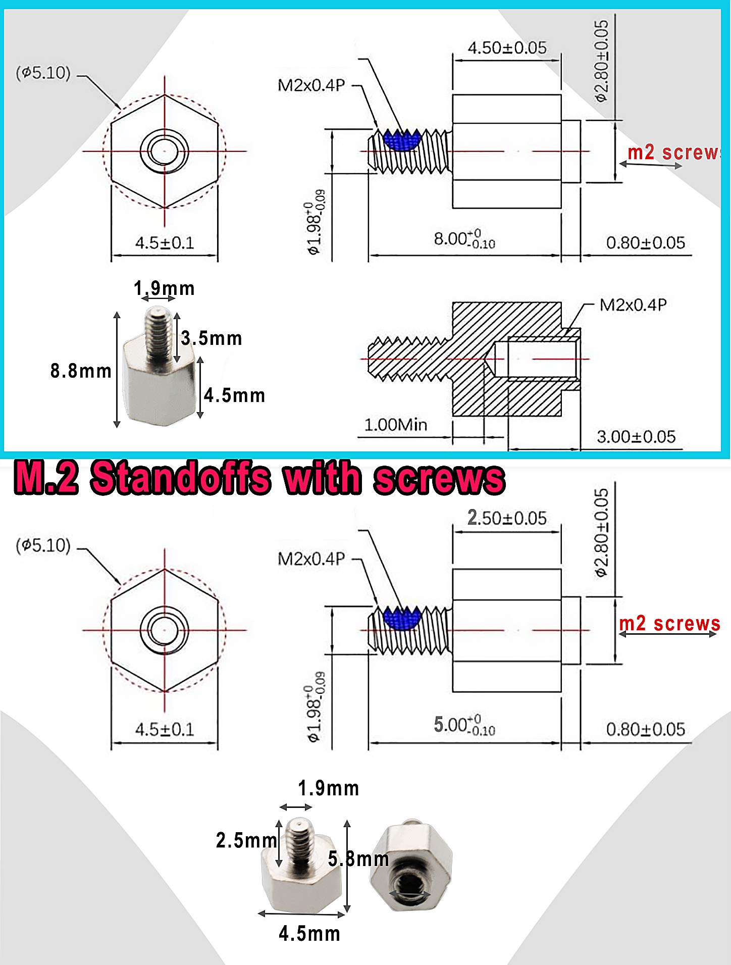CO-RODE 12 Sets M.2 Screws Standoffs NVMe SSD Screw m.2 Mounting Kit for Asus Motherboards
