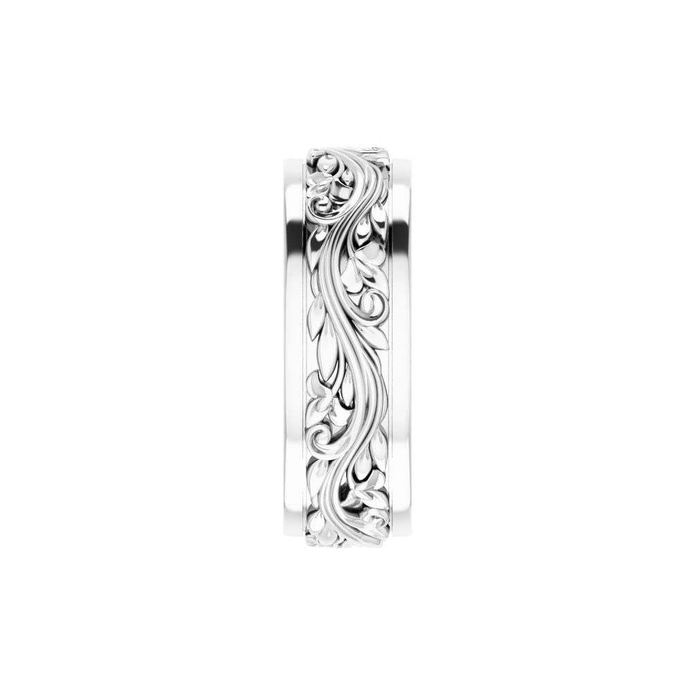Bonyak Jewelry Sterling Silver 7mm Sculptural-Inspired Band Elegant, Size 7