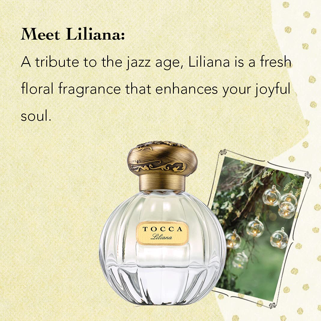 Tocca Eau de Parfum, Liliana: Fresh Floral, Neroli, Watery Peach, Muguet, Hand-Finished Bottle (50 ml)